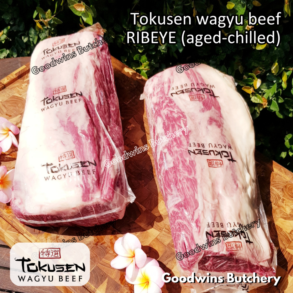 Beef wagyu RIBEYE Tokusen marbling MBS 5-6 aged chilled whole cut 4.5 ...